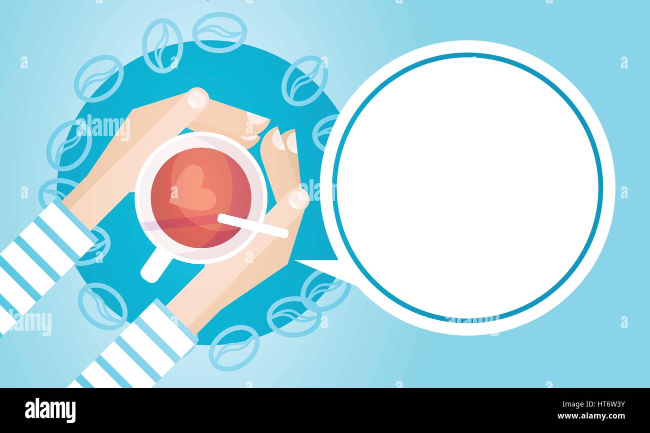 Hand Hold Cup Tea Coffee Break Morning Beverage Banner Stock Vector ...