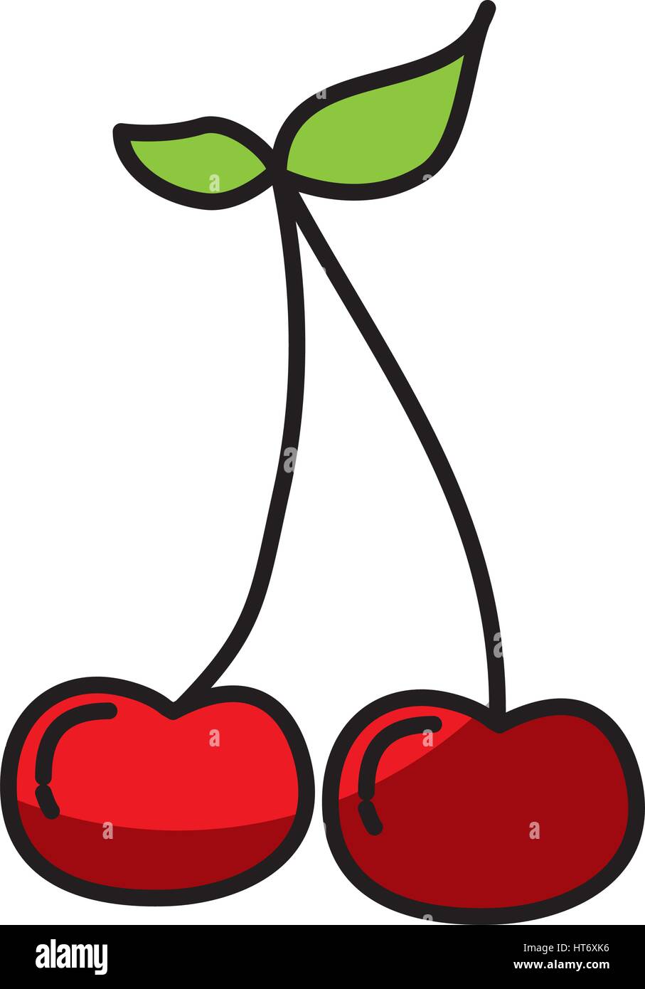 cherry fresh fruit drawing icon Stock Vector Image & Art - Alamy