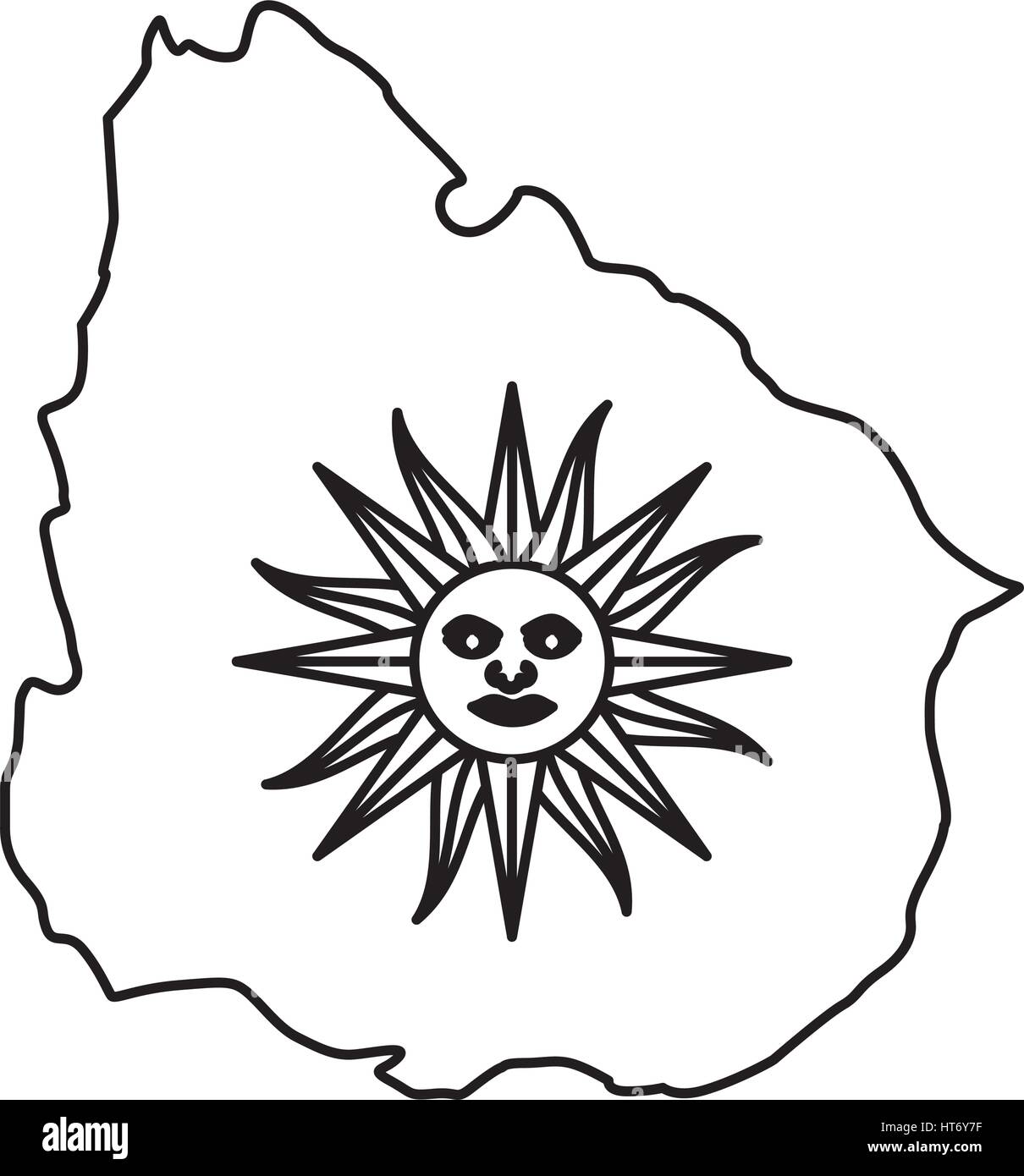 Uruguay country flag map shape Black and White Stock Photos & Images ...