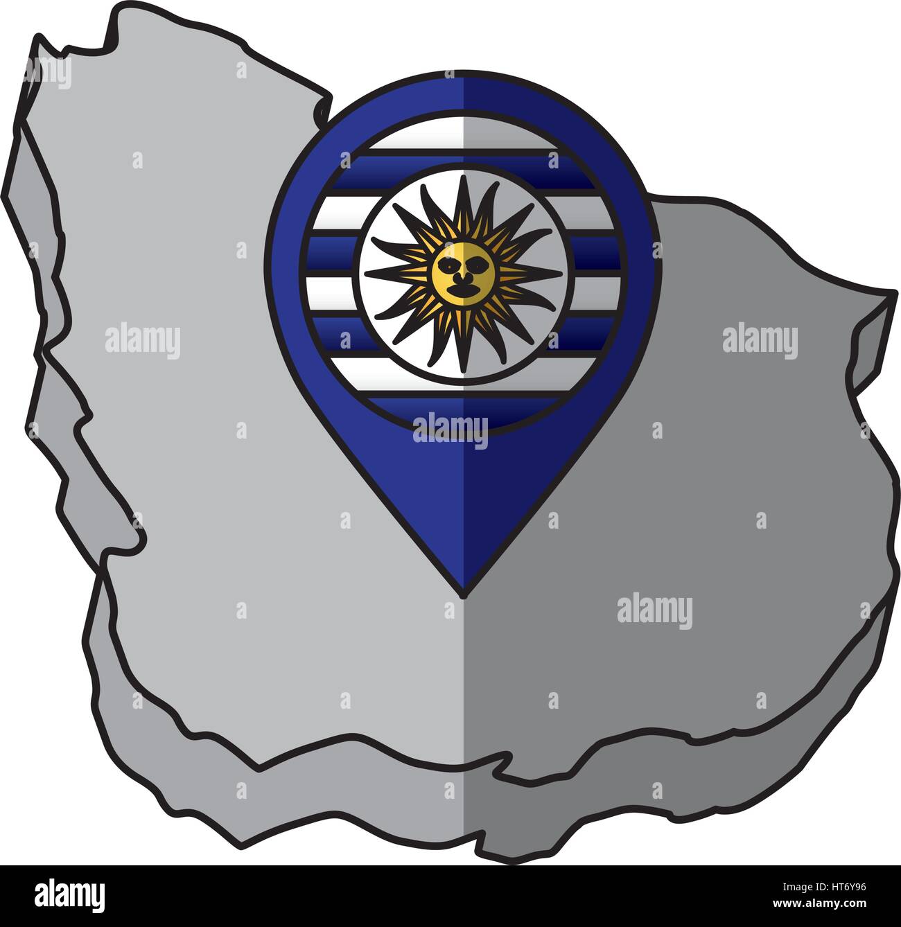 Uruguay country flag map shape Stock Vector Images - Alamy