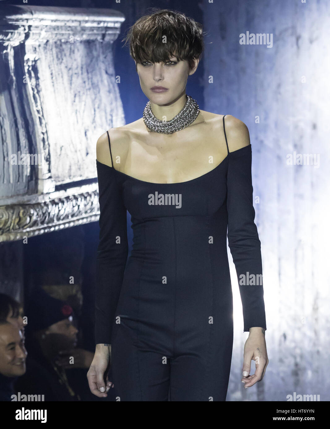 NEW YORK, NY - FEBRUARY 11, 2017: Catherine McNeil walks the runway at ...