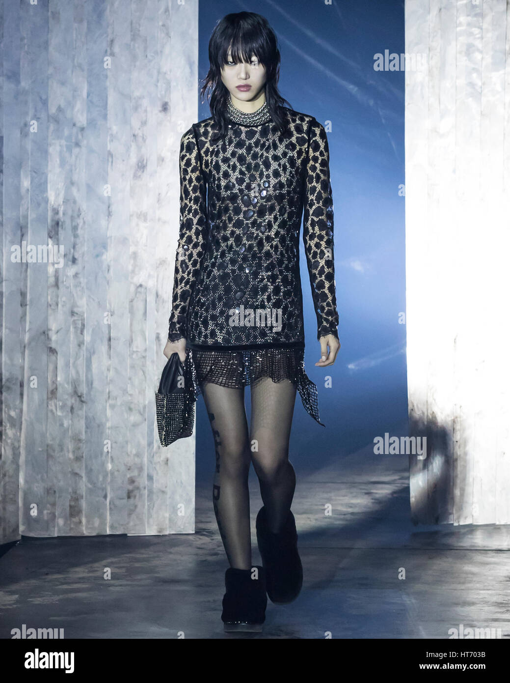 NEW YORK, NY - FEBRUARY 11, 2017: Sora Choi walks the runway at the ...