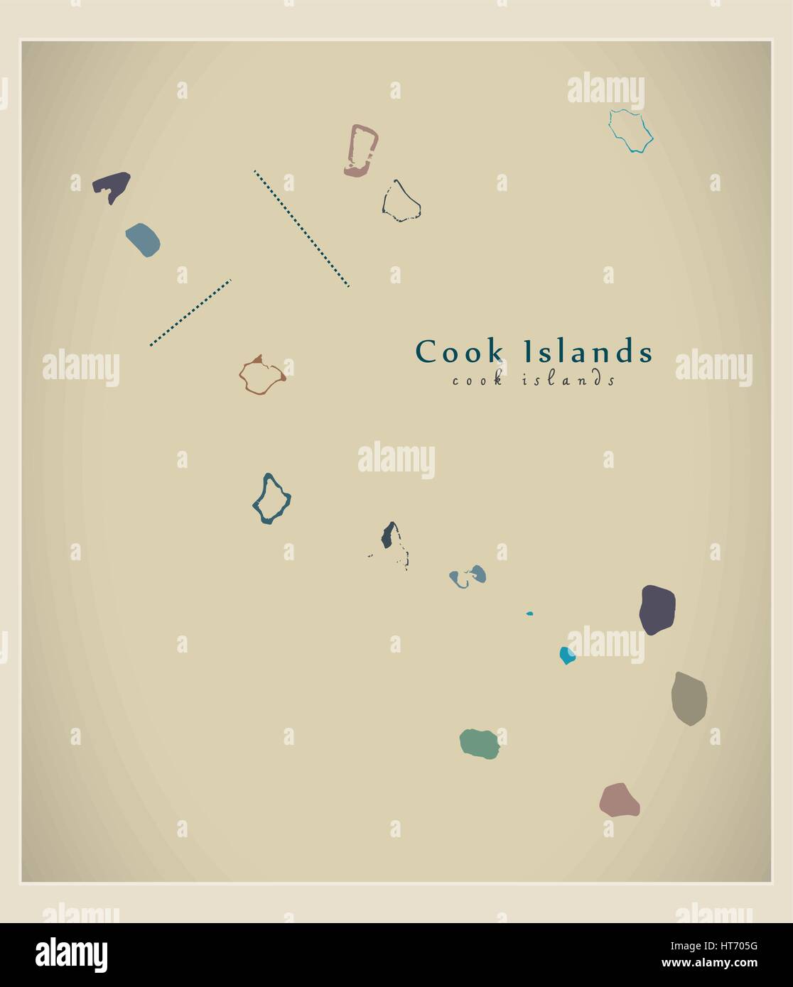 Modern Map - Cook Islands details colored CK Stock Vector Image & Art ...