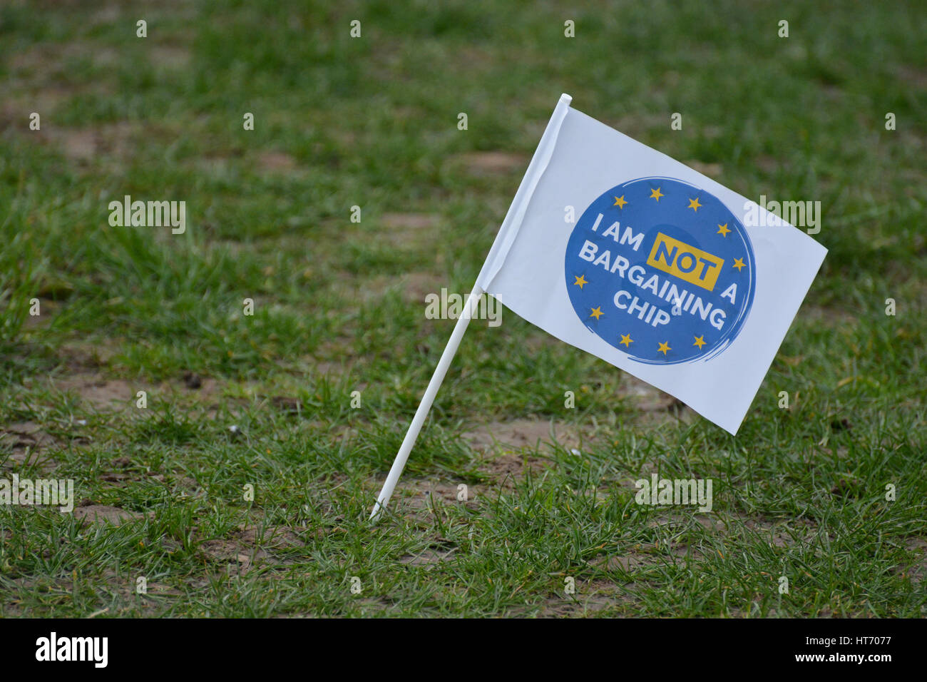 EU flag reading: "I am Not a bargaining chip Stock Photo - Alamy