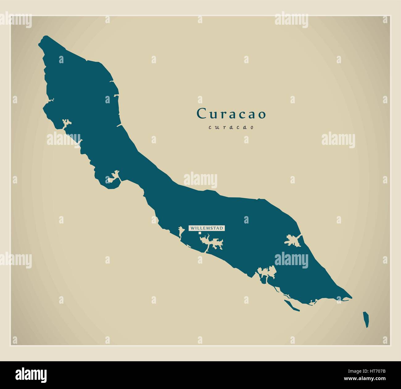 Modern Map - Curacao CW illustration silhouette Stock Vector Image ...