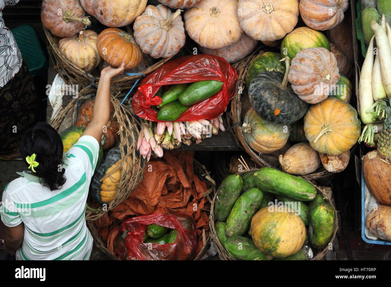 the market Pasar Badung in the city of denpasar of the island Bali in ...