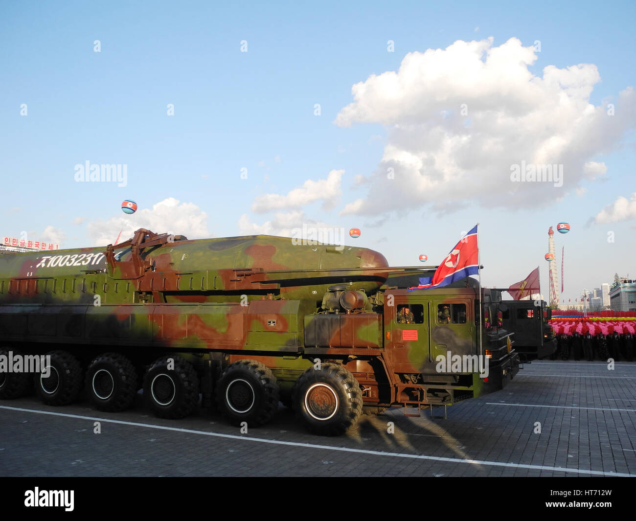 A KN-08 intercontinental ballistic missile on display during a military ...