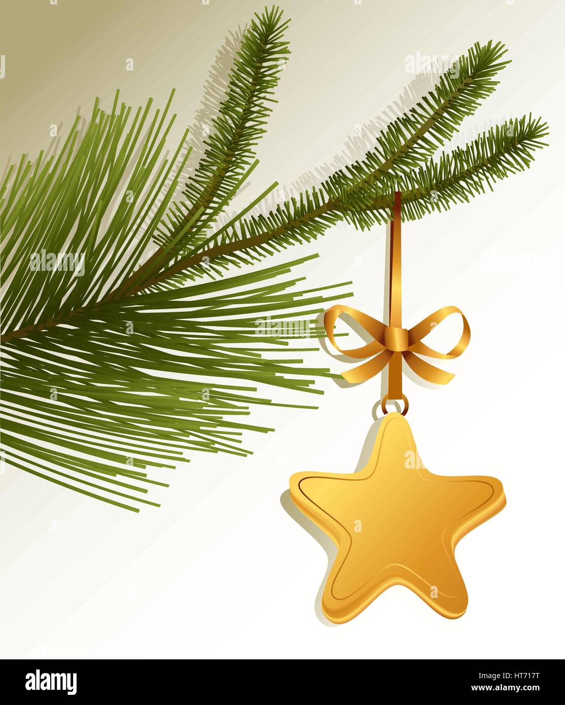 Christmas tree branch with gold star Stock Vector Image & Art - Alamy