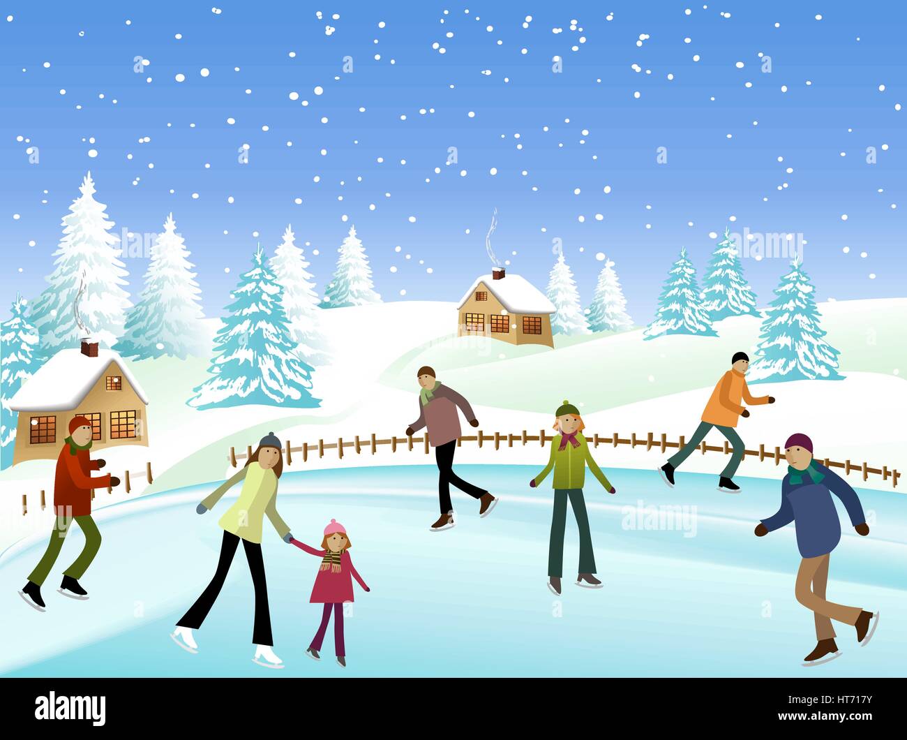 Happy family winter ski Stock Vector Images - Alamy