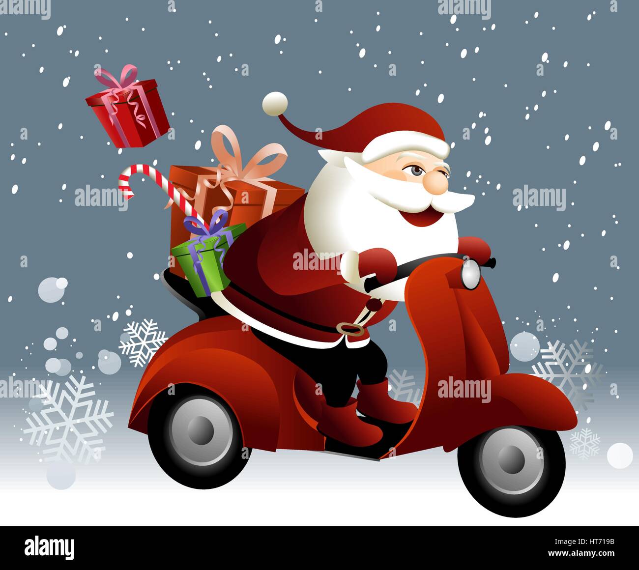Santa Claus delivering gifts Stock Vector Image & Art - Alamy