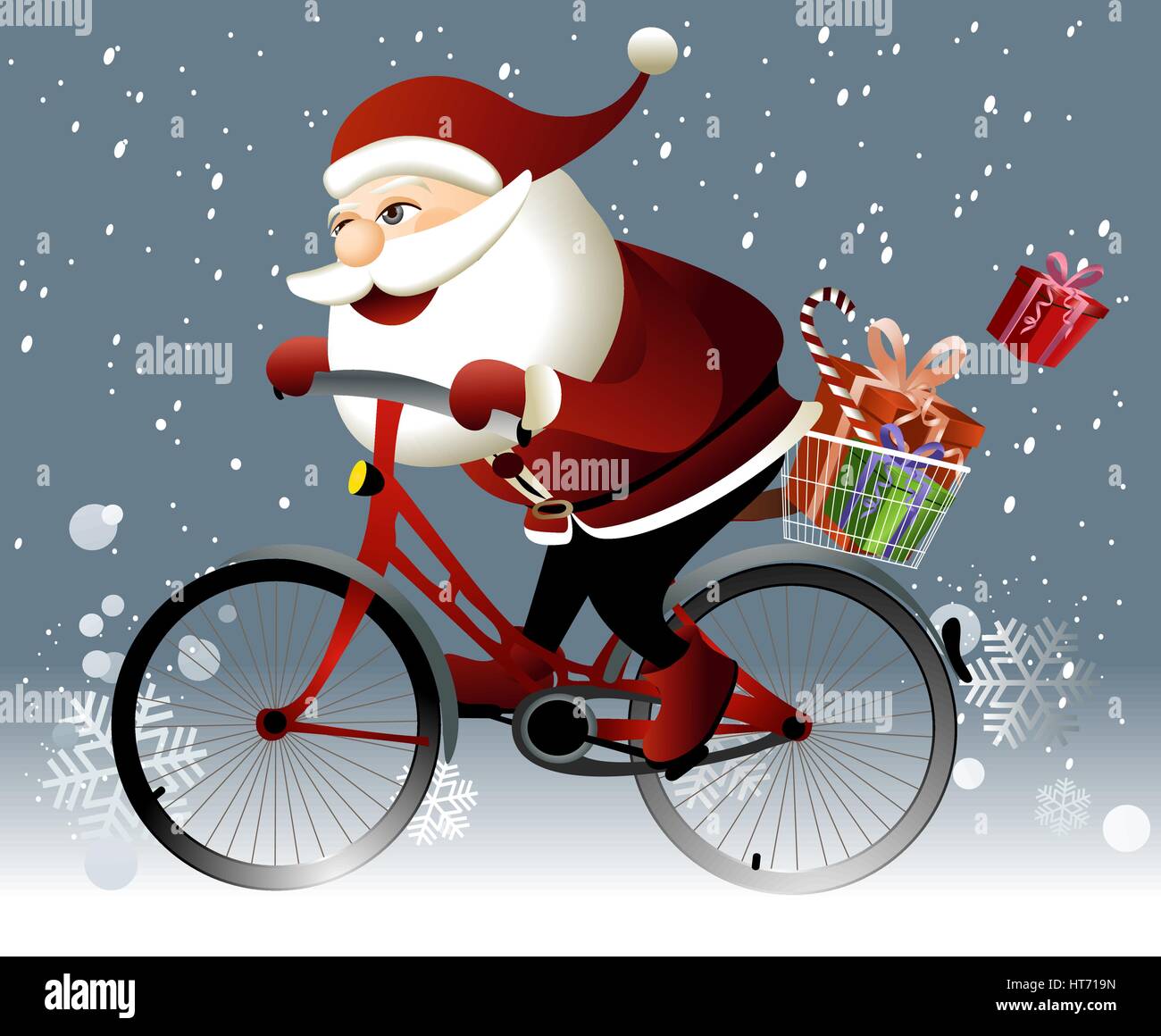 Santa claus bicycle christmas Stock Vector Images - Alamy