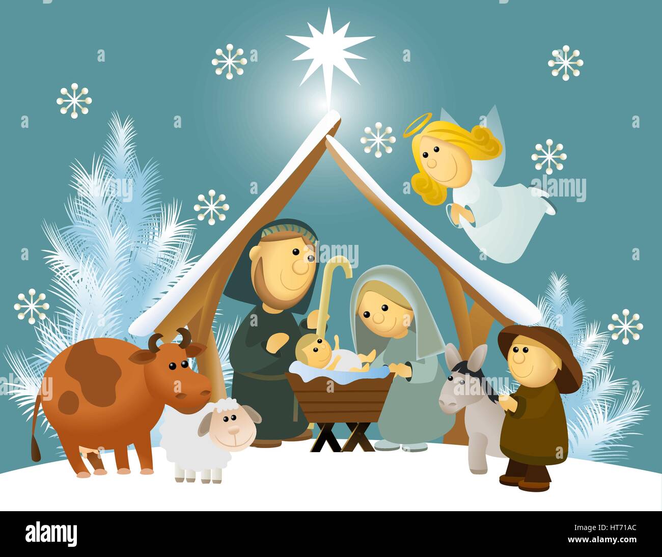 Christmas nativity scene with Holy Family Stock Vector Image & Art - Alamy