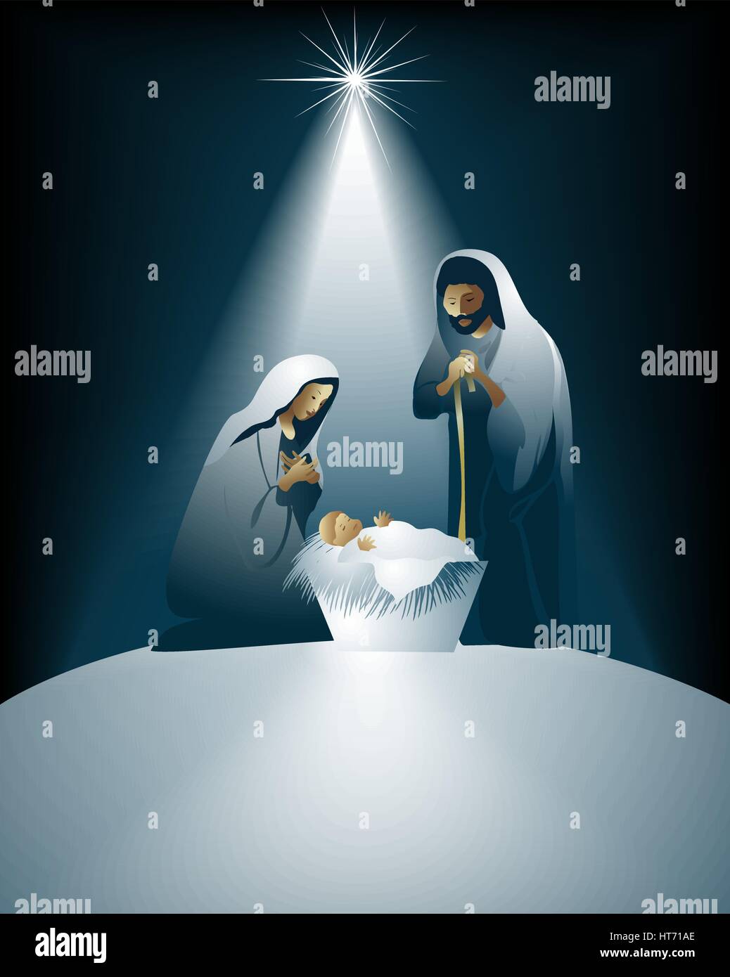 Christmas nativity scene with Holy Family Stock Vector Image & Art - Alamy