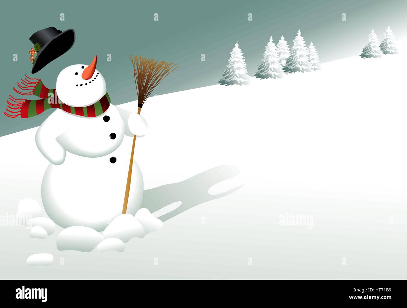 Cartoon Christmas background with snowman Stock Vector Image & Art - Alamy