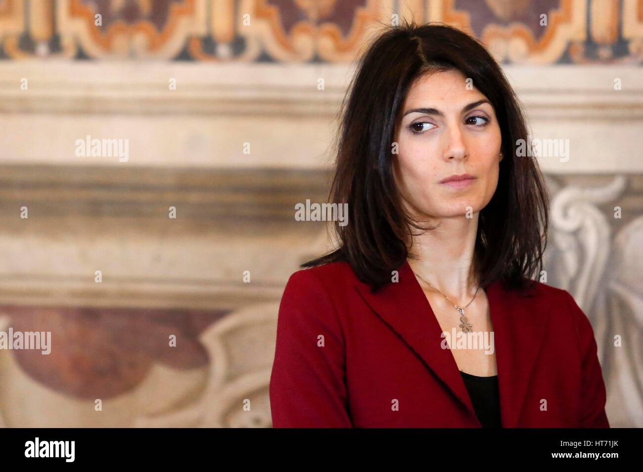 The mayor of Rome Virginia Raggi at the inauguration of the Capitol ...