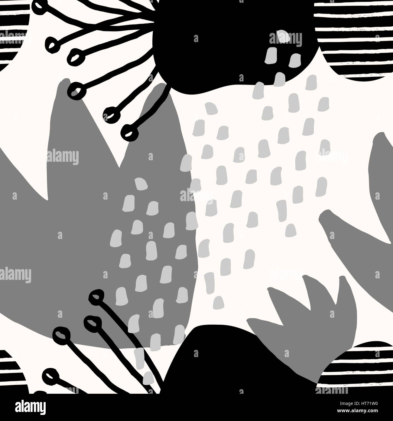 Collage style seamless repeat pattern with abstract and organic shapes ...