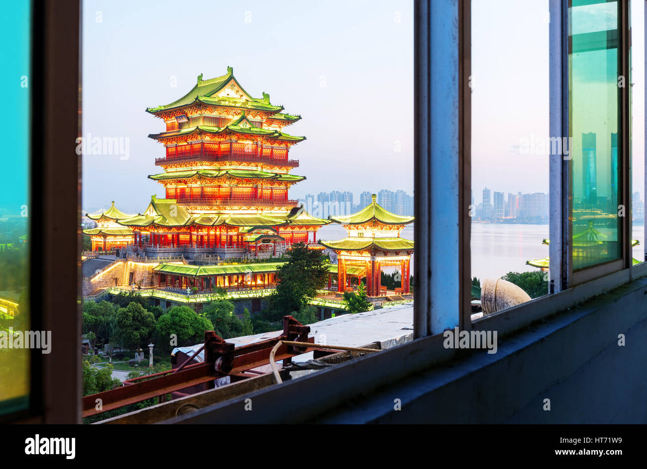 nanchang tengwang pavilion at night ,is one of chinese famous ancient ...