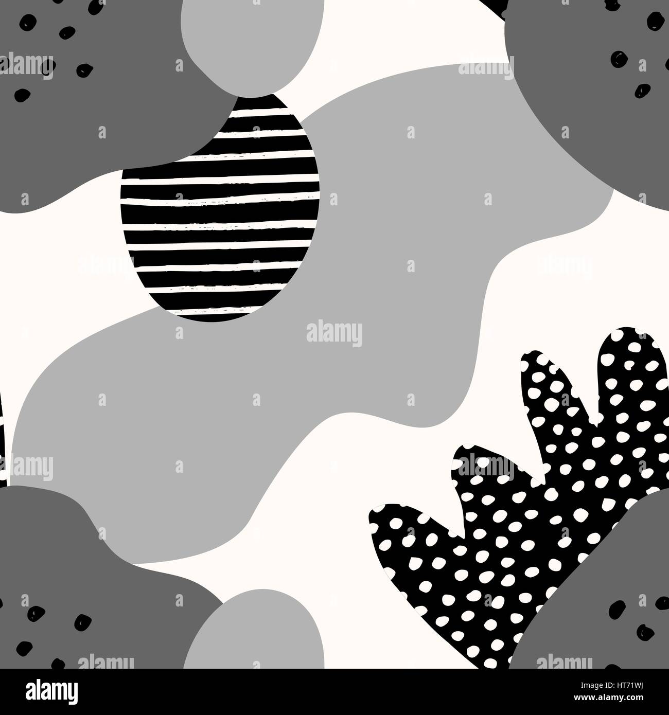 Collage style seamless repeat pattern with abstract and organic shapes ...