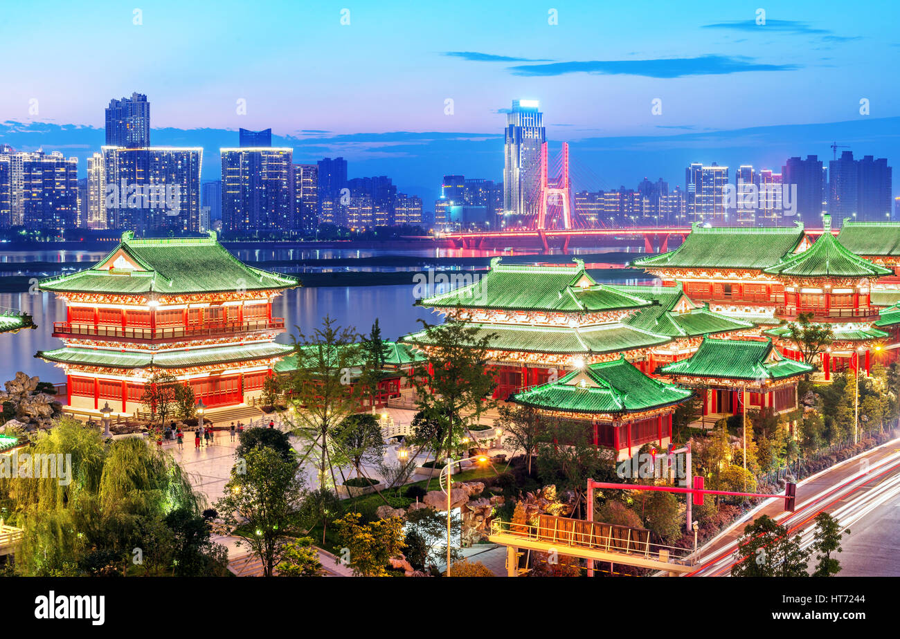 nanchang tengwang pavilion at night ,is one of chinese famous ancient ...