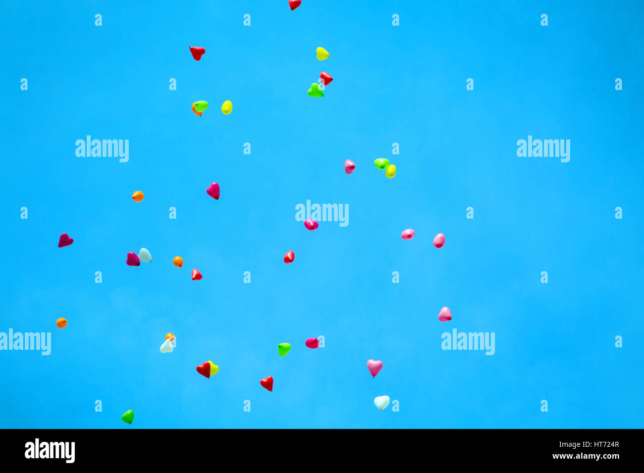 Flying Color Balloons in the Sky in a Summer Day Stock Photo - Alamy