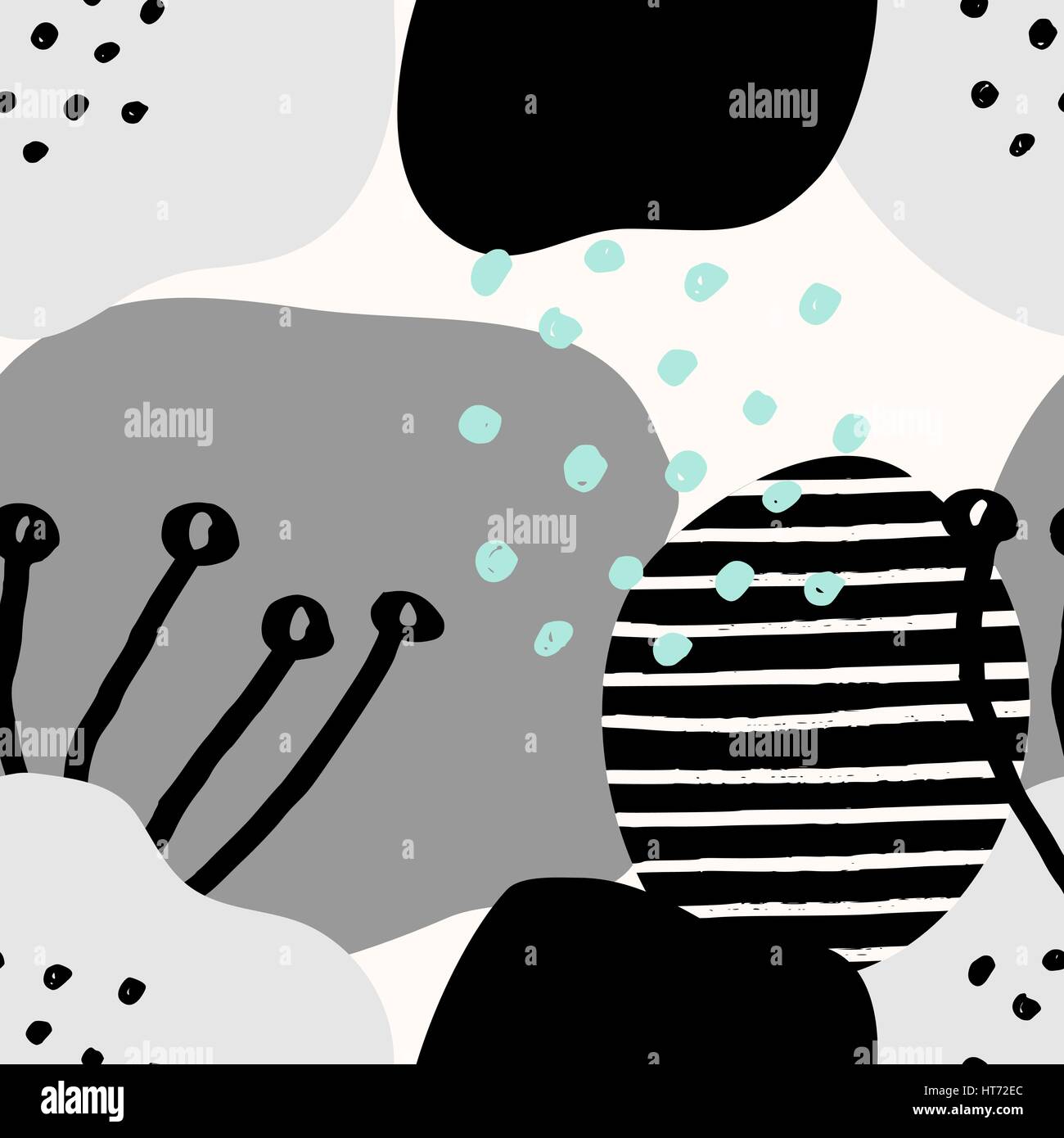 Collage style seamless repeat pattern with abstract and organic shapes ...