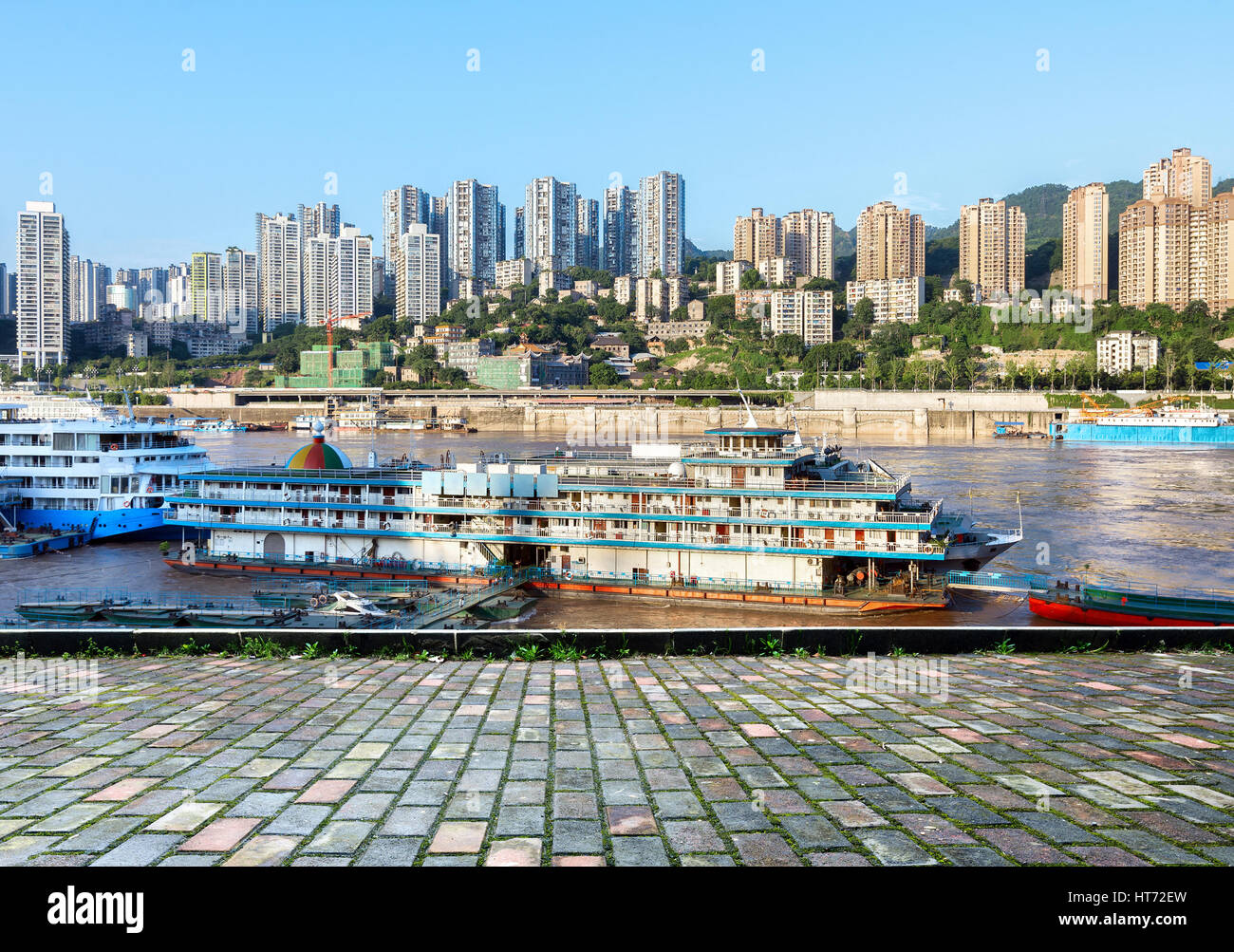 Chongqing, China downtown city skyline over the Yangtze River Stock ...