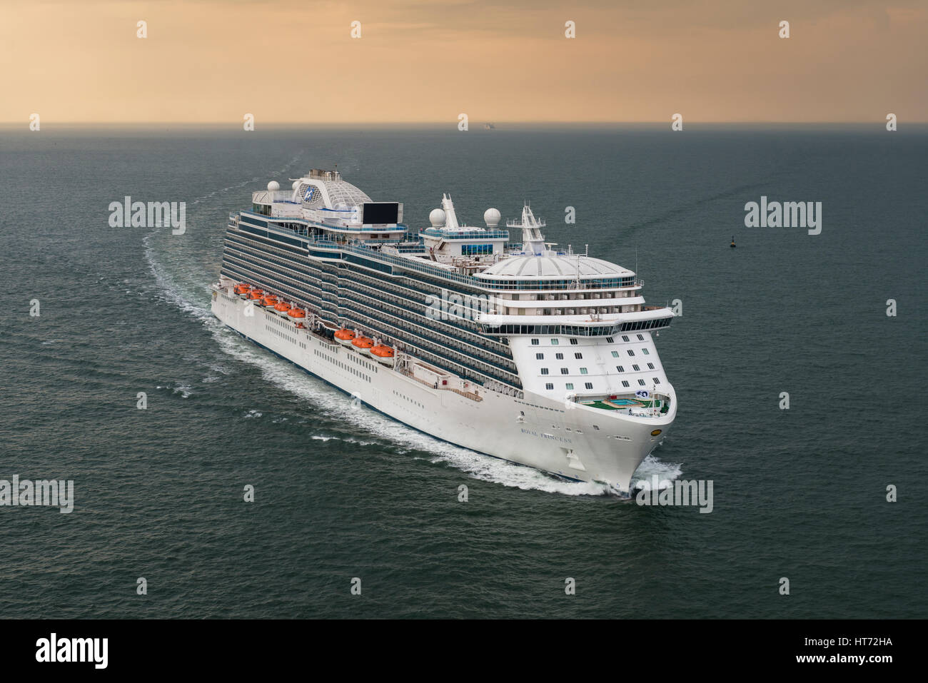 Aerial view of the Royal Princess sailing in The Solent towards ...