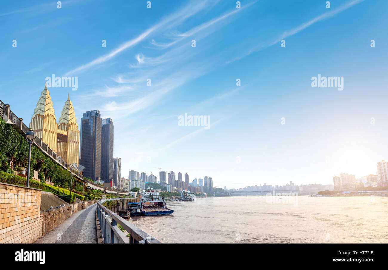 Chongqing, China downtown city skyline over the Yangtze River Stock ...