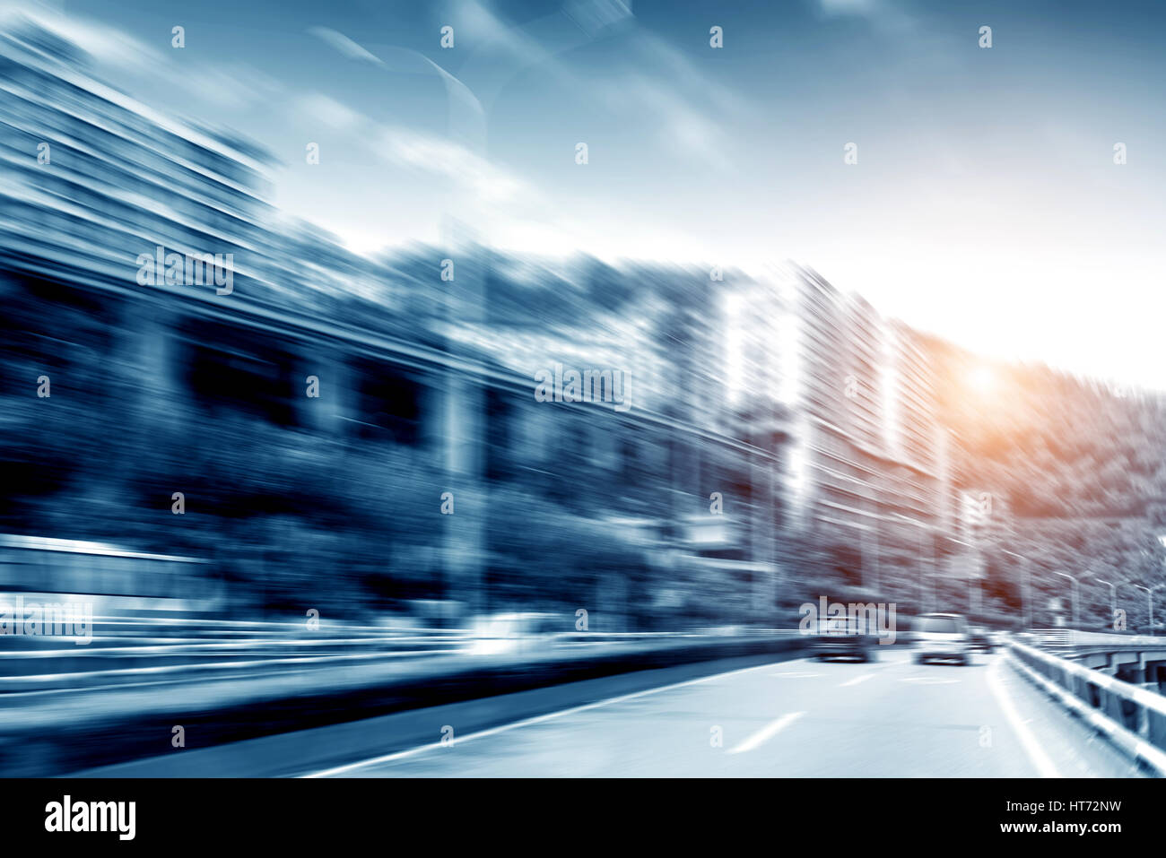Metropolitan expressway, motion blur of the screen, Chongqing, China ...