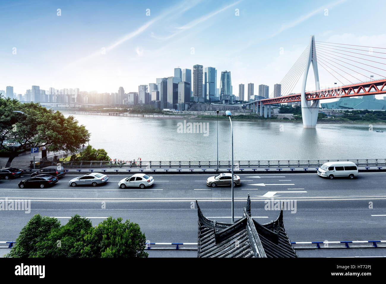 Chongqing, China downtown city skyline over the Yangtze River Stock ...