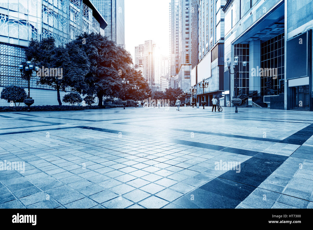 Business center of the city square and tourists, Chongqing, China Stock ...