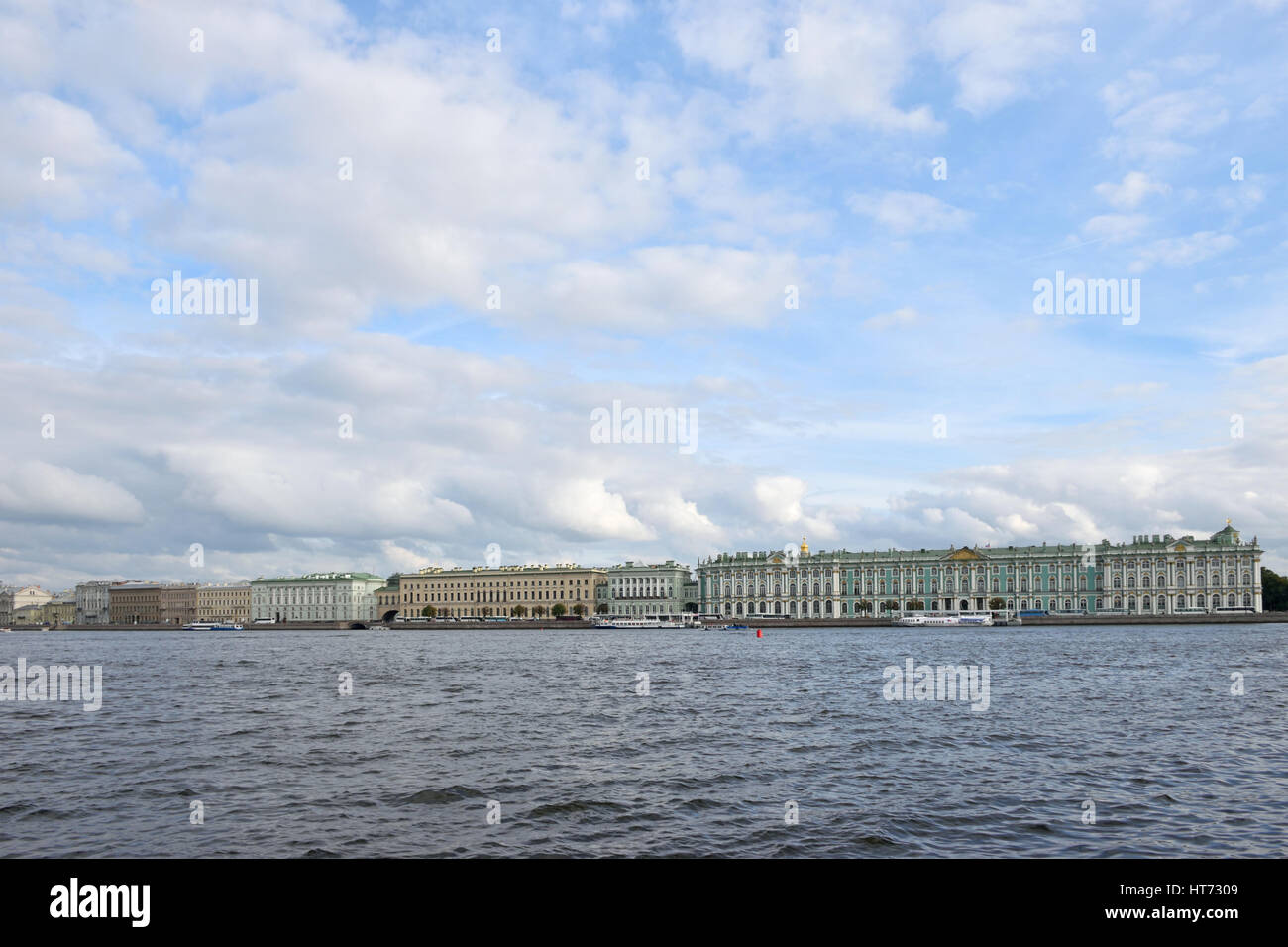 Panoramic view of the Palace embankment, the Winter Palace and the ...