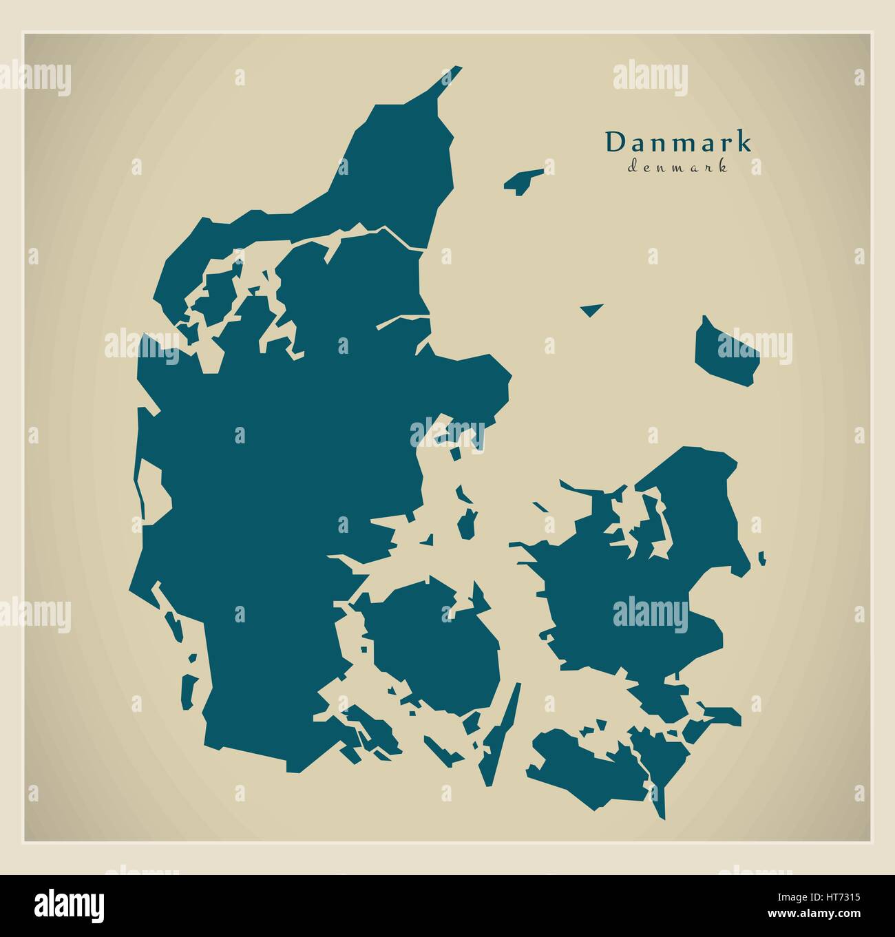 Modern Map - Denmark DK mainland illustration silhouette Stock Vector ...