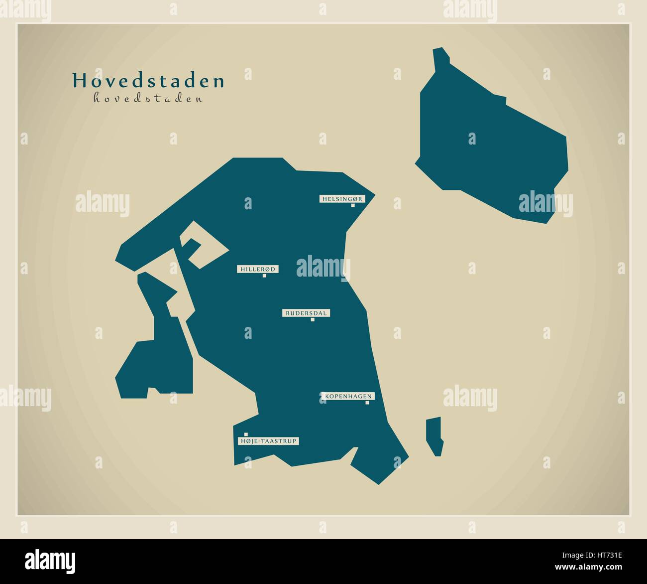 Modern Map - Hovedstaden DK illustration silhouette Stock Vector Image ...