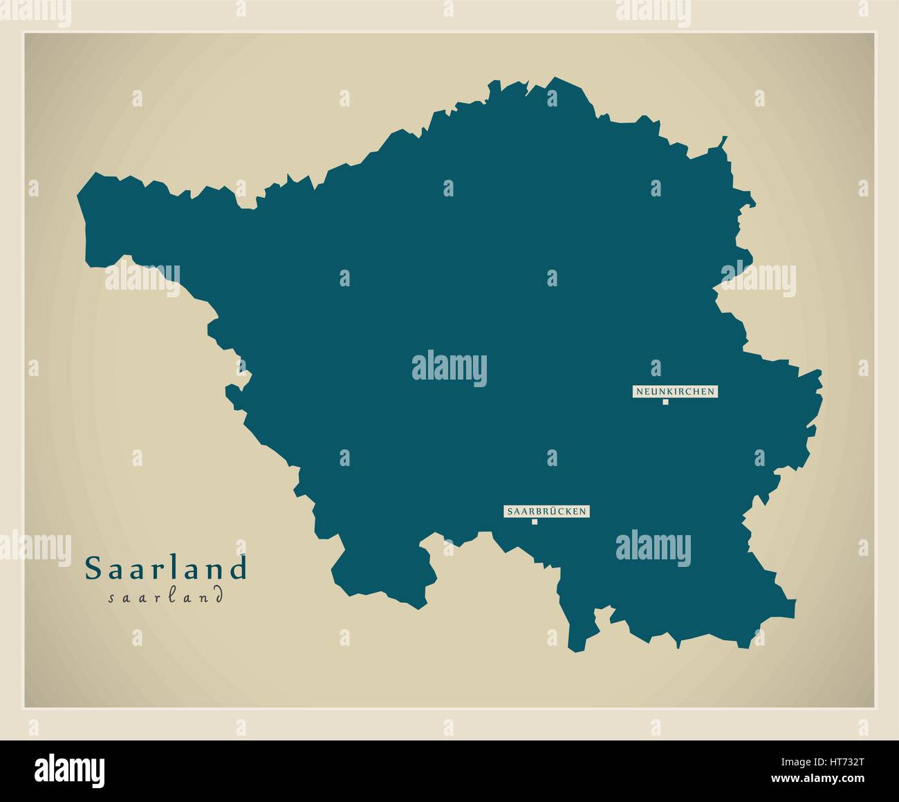 Modern Map - Saarland DE new design refreshed illustration Stock Vector ...