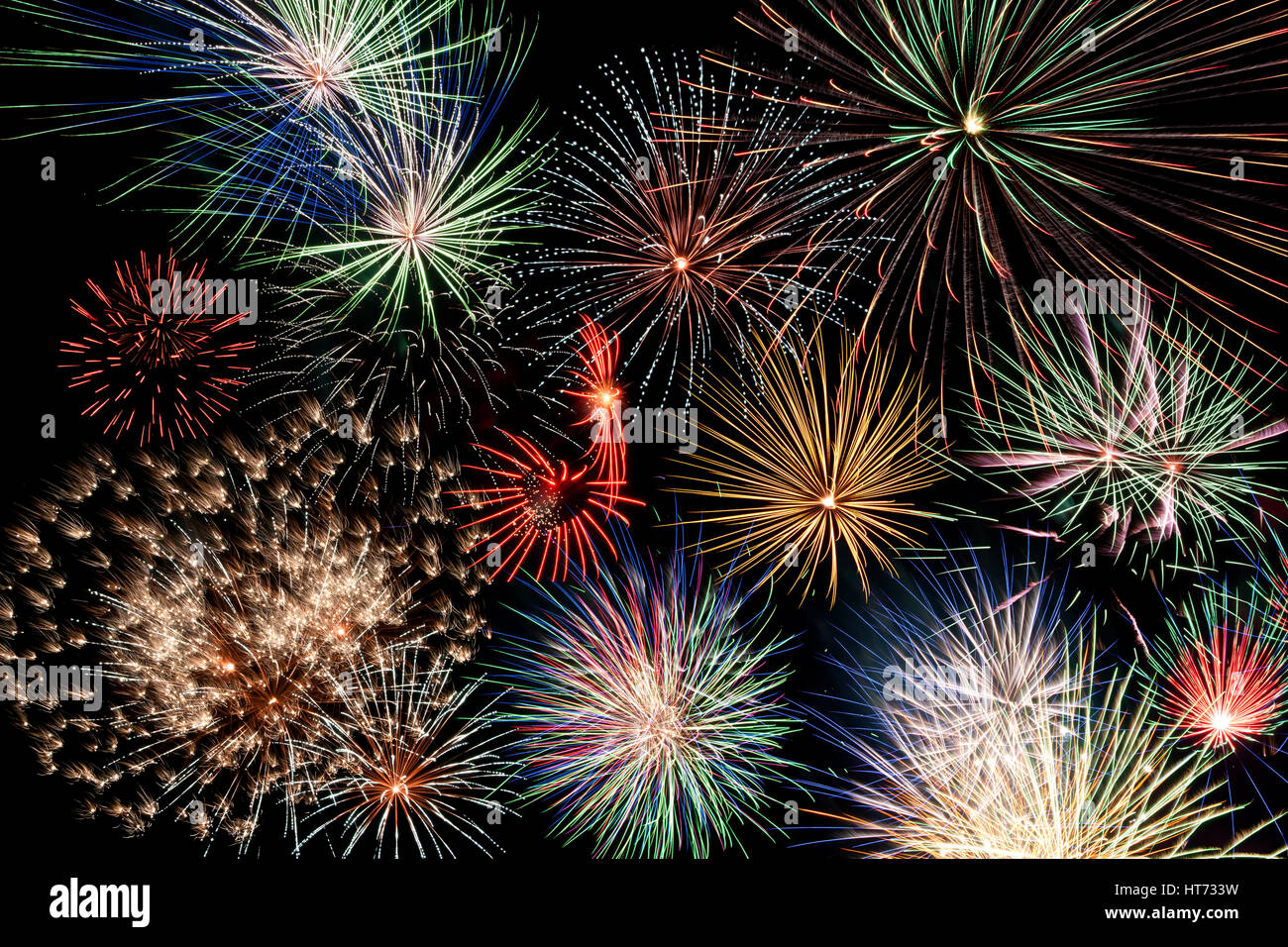 multicolor fireworks display Stock Photo - Alamy