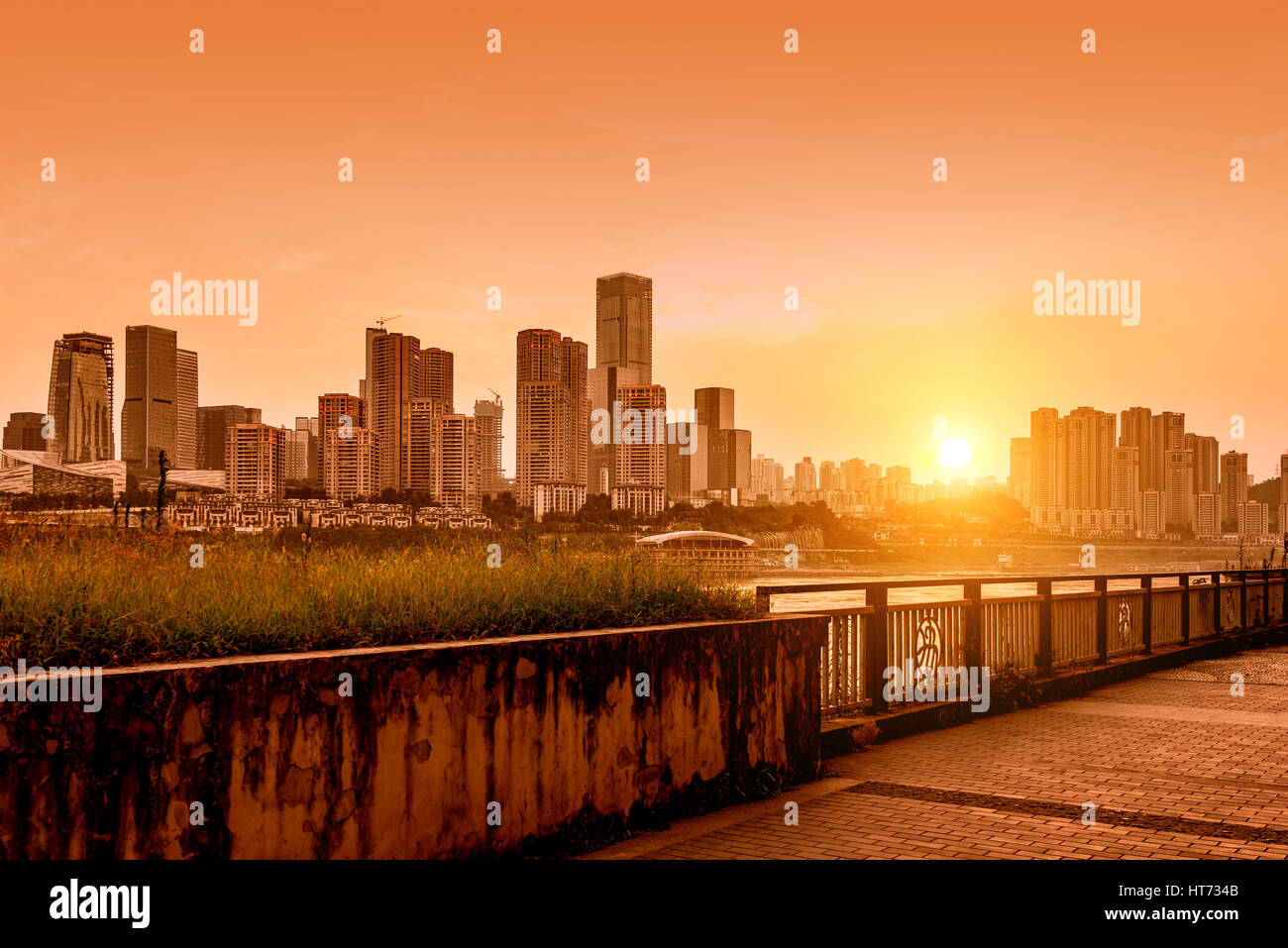 Chongqing, China downtown city skyline over the Yangtze River Stock ...