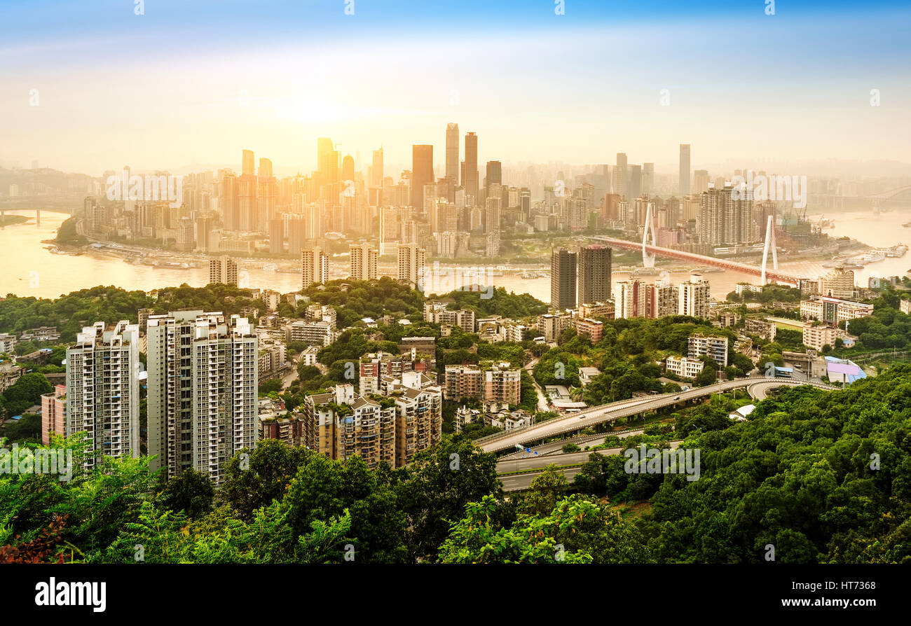 Chongqing, China downtown city skyline over the Yangtze River Stock ...
