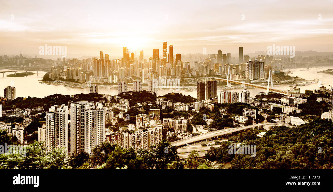 Chongqing, China downtown city skyline over the Yangtze River Stock ...