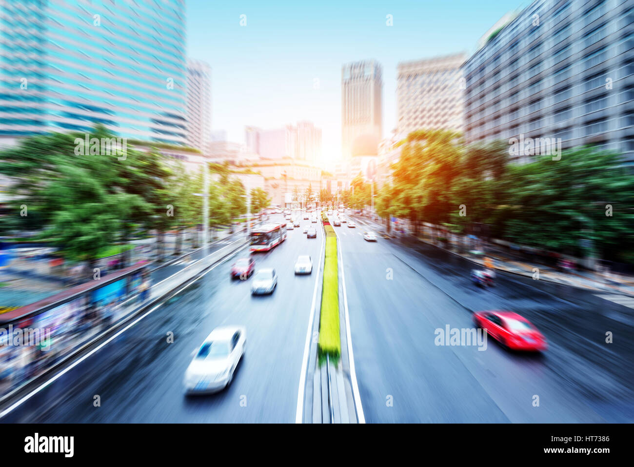 Chengdu urban landscape, busy roads, dynamic fuzzy car Stock Photo - Alamy