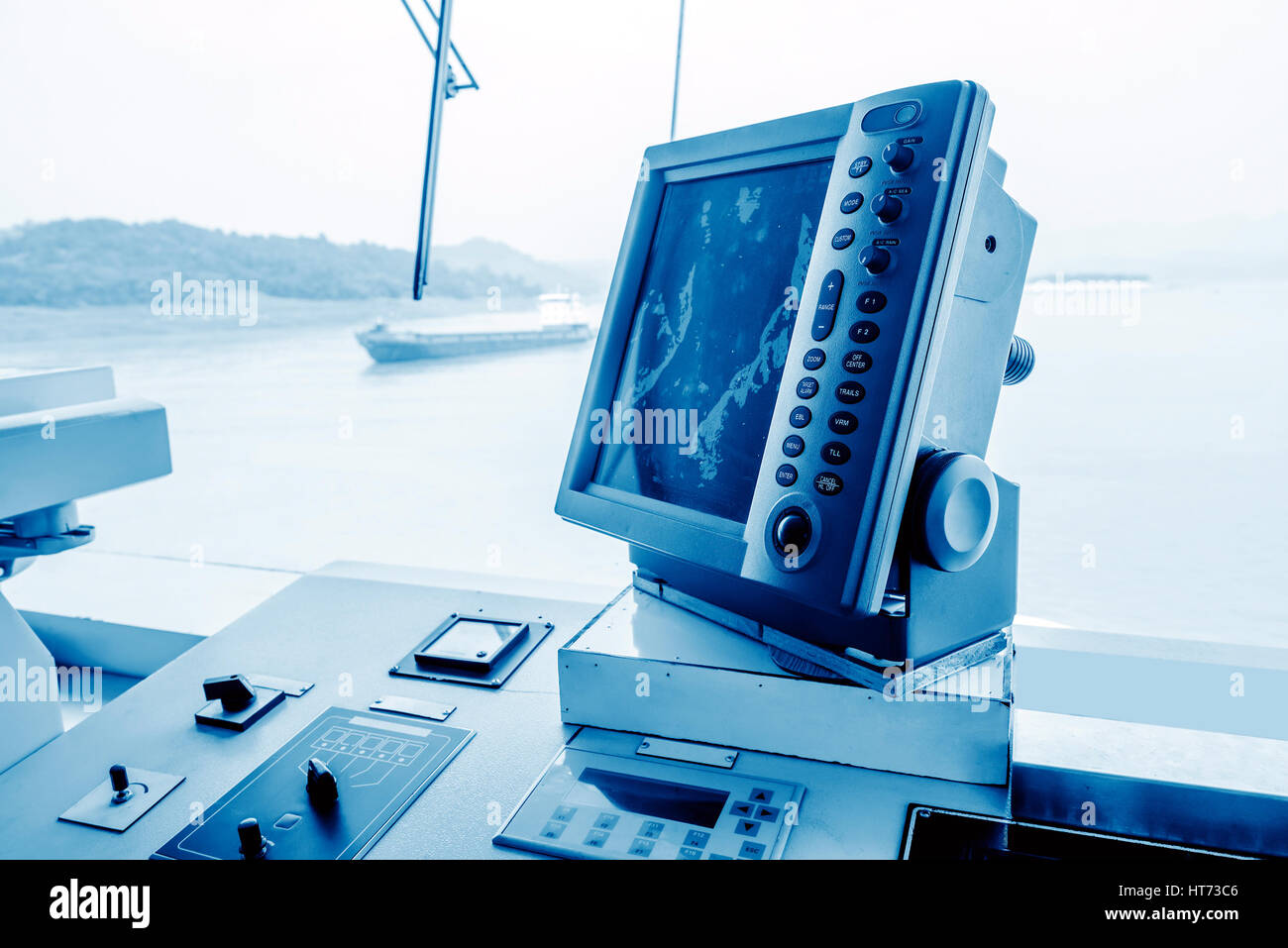 Interior of Cockpit of a cruise ship on the Yangtze River, China Stock ...