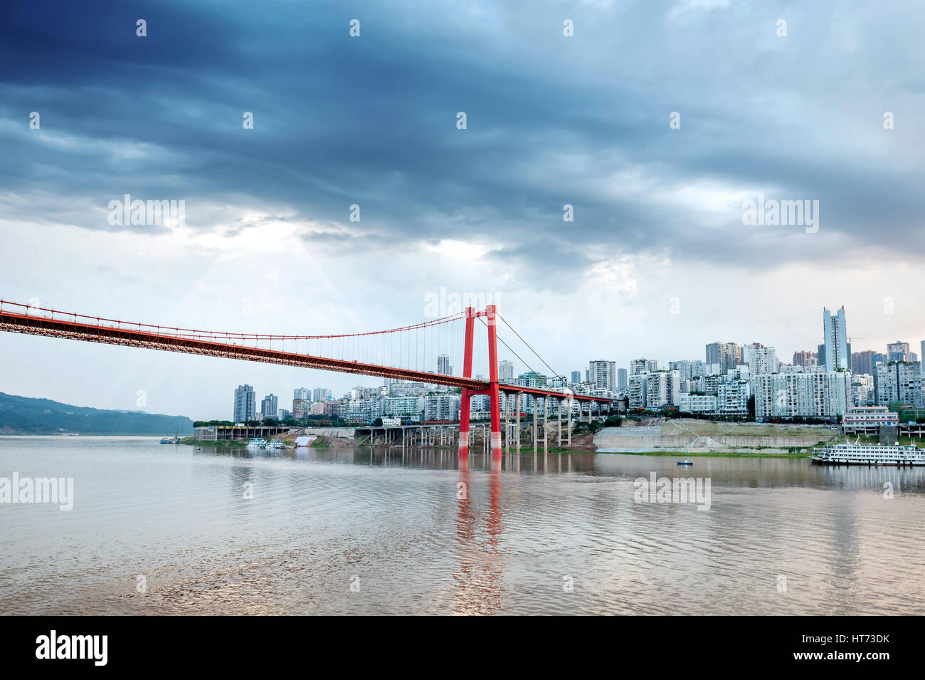 Chongqing, China downtown city skyline over the Yangtze River Stock ...