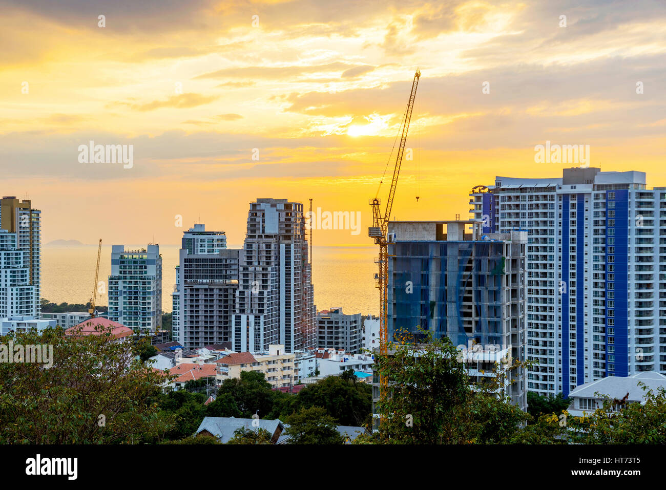 Waterfront apartment buildings during sunset Stock Photo - Alamy