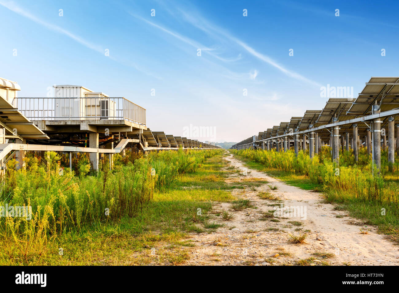 Outdoor photovoltaic power plants and box-type substation Stock Photo ...