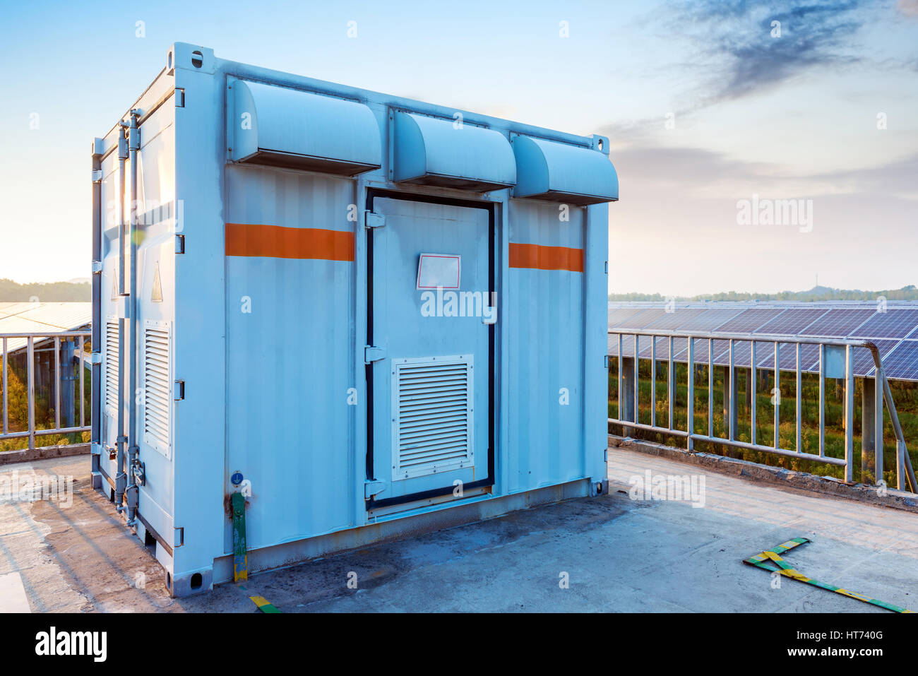 Outdoor photovoltaic power plants and box-type substation Stock Photo ...