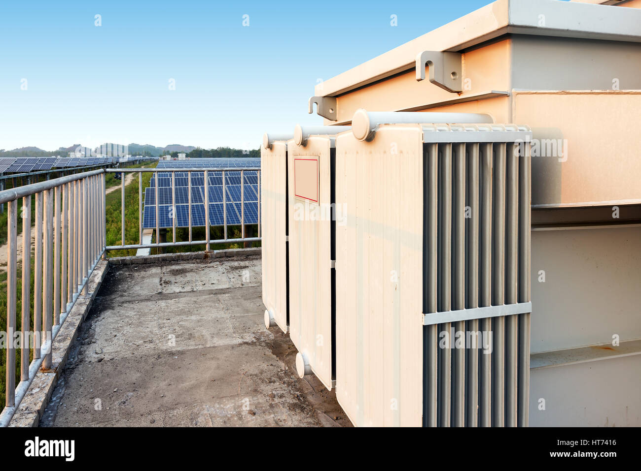 Outdoor photovoltaic power plants and box-type substation Stock Photo ...