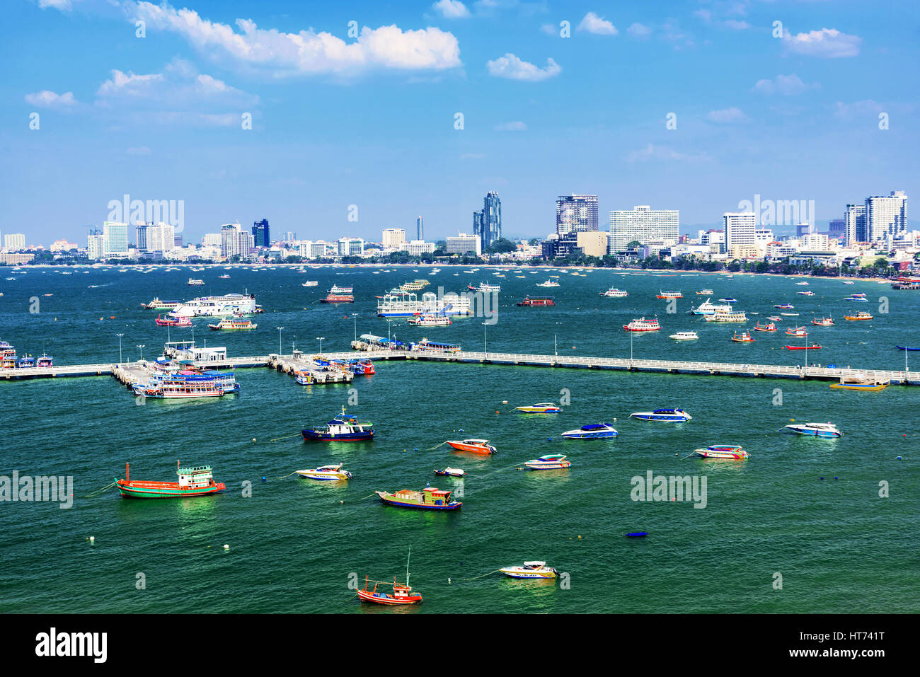 PATTAYA, THAILAND - JANUARY 25: This is a view of Pattaya harbor area ...