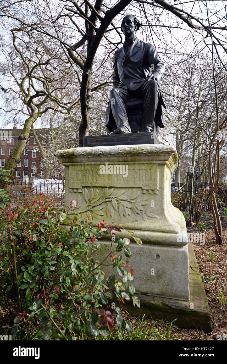 John Stuart Mill bronze statue. Victoria Embankment, London Stock Photo ...