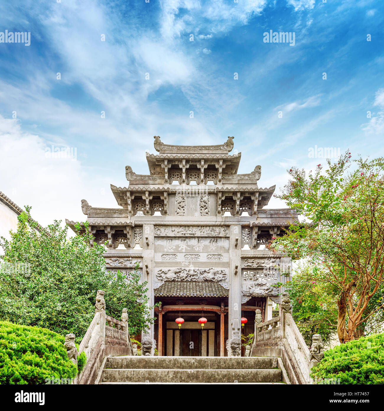 Classical-style building, the archway in the sky background, Anhui ...