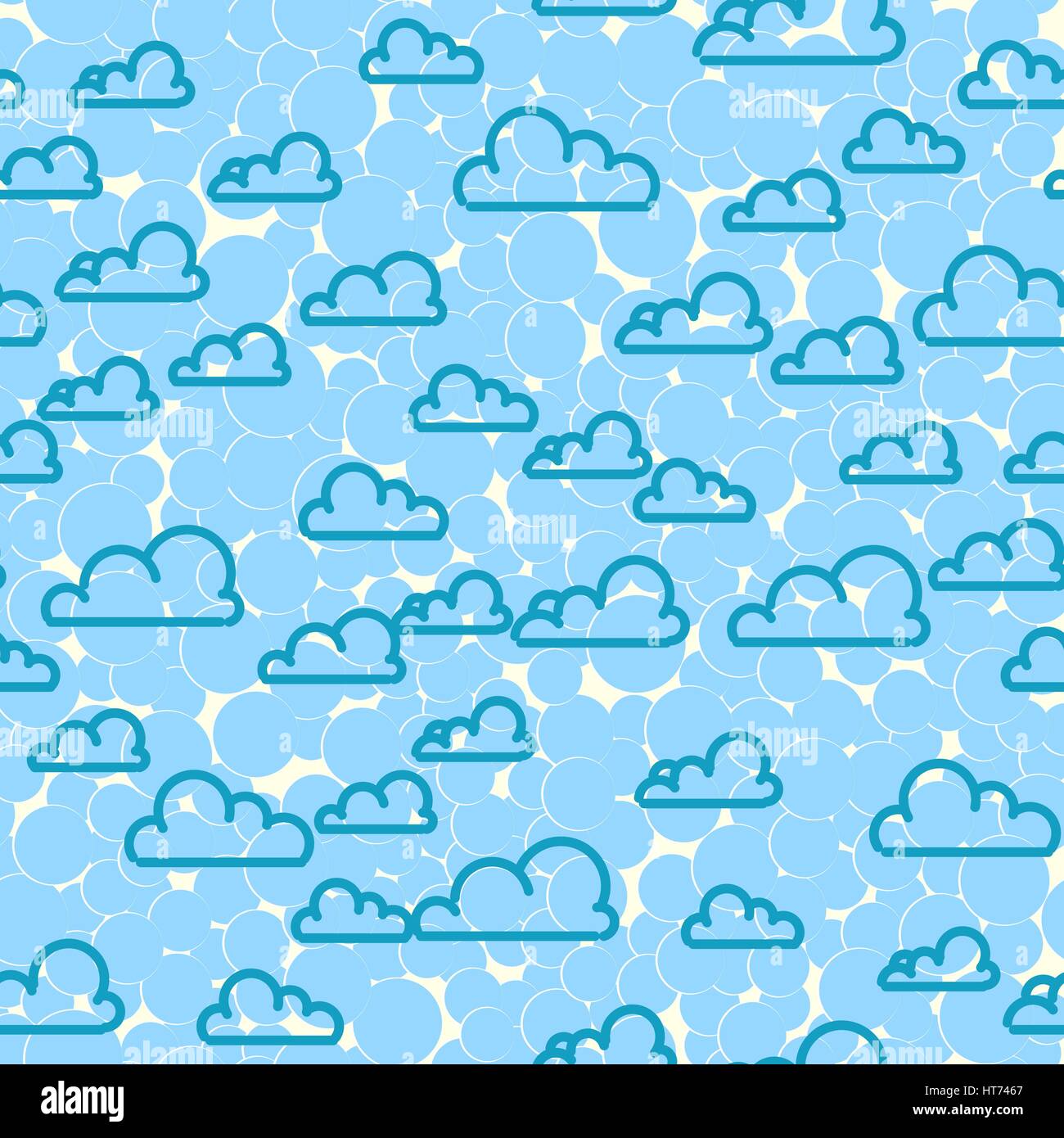 Cloud sky seamless pattern. Cartoon weather background. Blue clouds ...